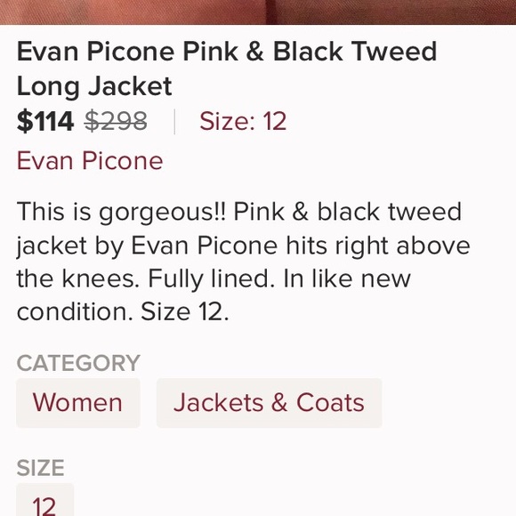Evan Picone | Jackets & Coats | Evan Picone Pink And Black Tattered ...